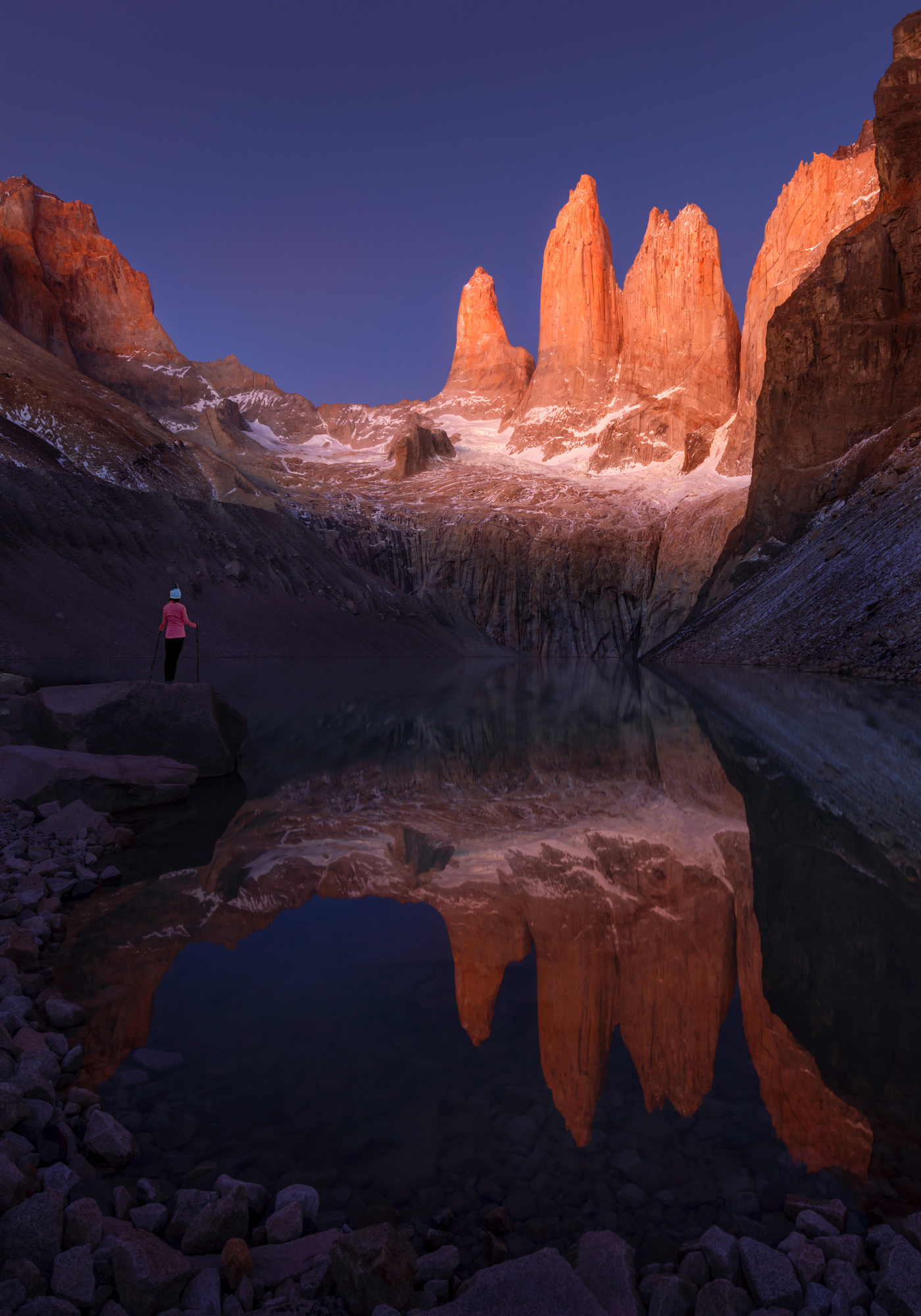 Alpenglow on Torres del Paine by Jing Quan